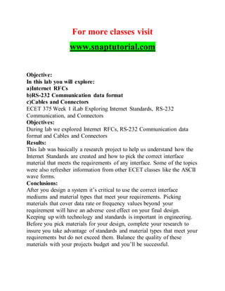 Ecet 375 Education Redefined - snaptutorial.com