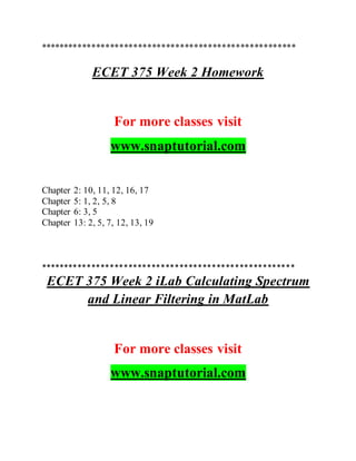Ecet 375 Education Redefined - snaptutorial.com