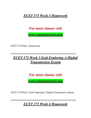 Ecet 375 Education Redefined - snaptutorial.com