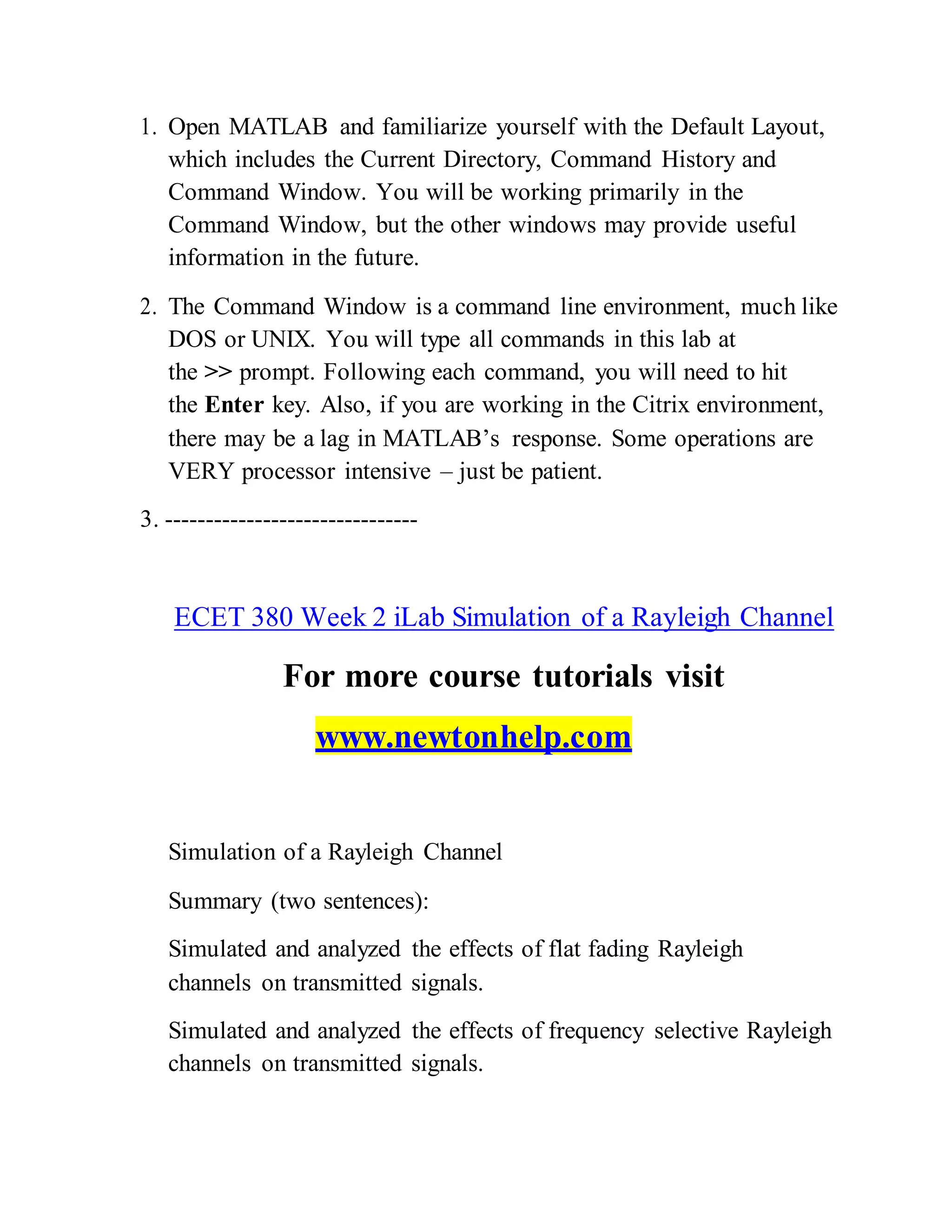 ECET 380 Success Begins/Newtonhelp.com