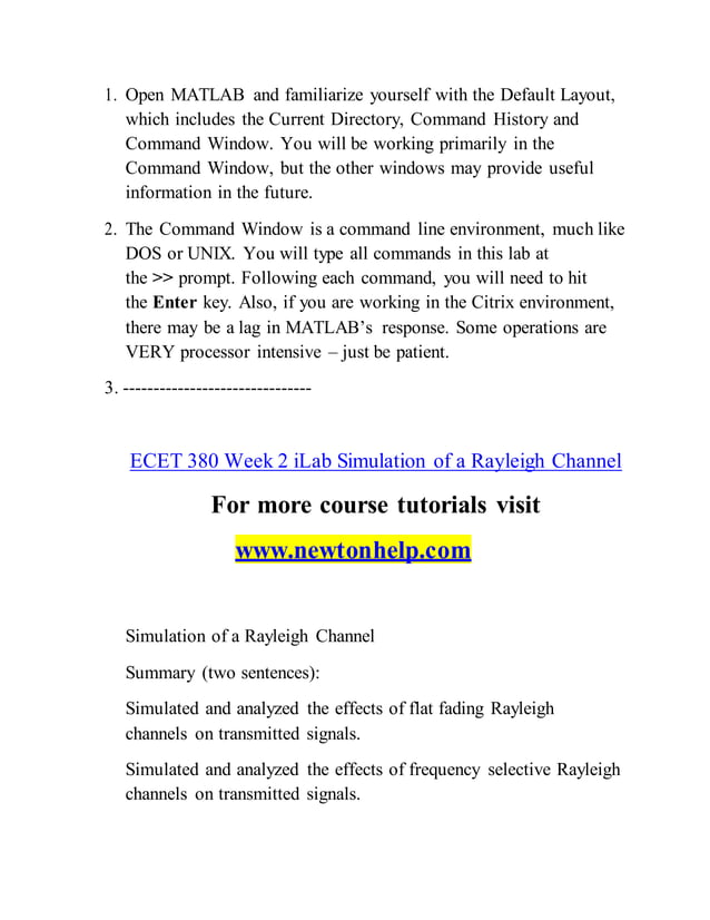 ECET 380 Success Begins/Newtonhelp.com