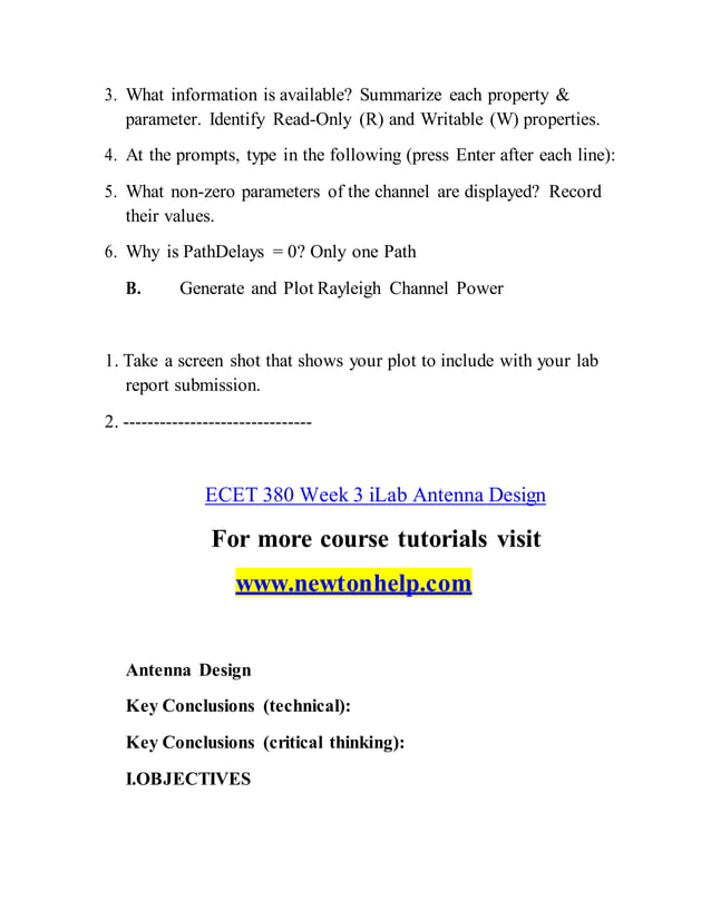 ECET 380 Success Begins/Newtonhelp.com