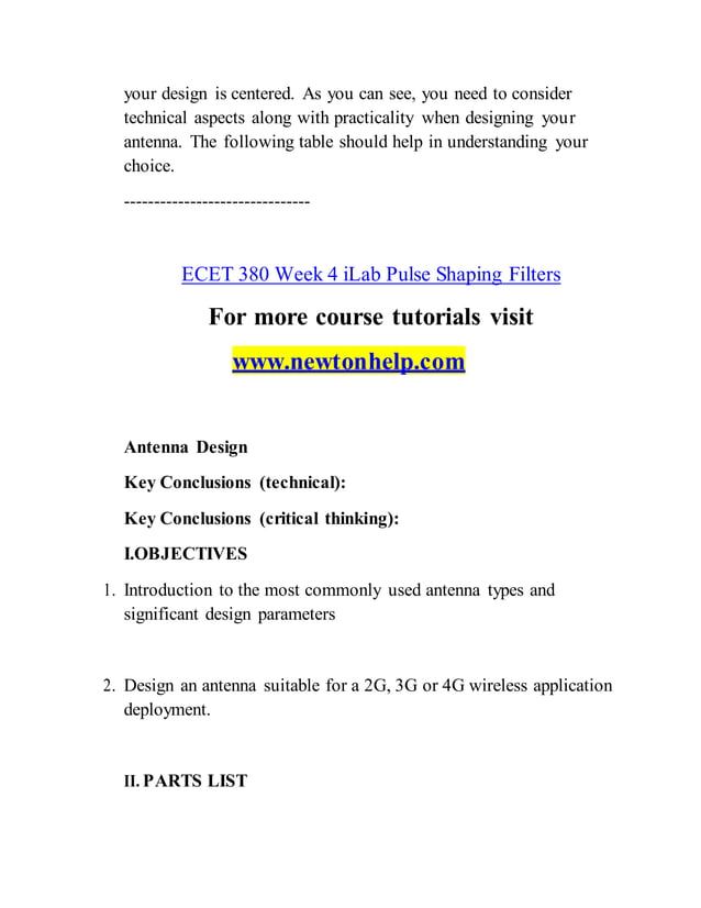 ECET 380 Success Begins/Newtonhelp.com