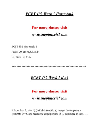 Ecet 402 Massive Success / snaptutorial.com