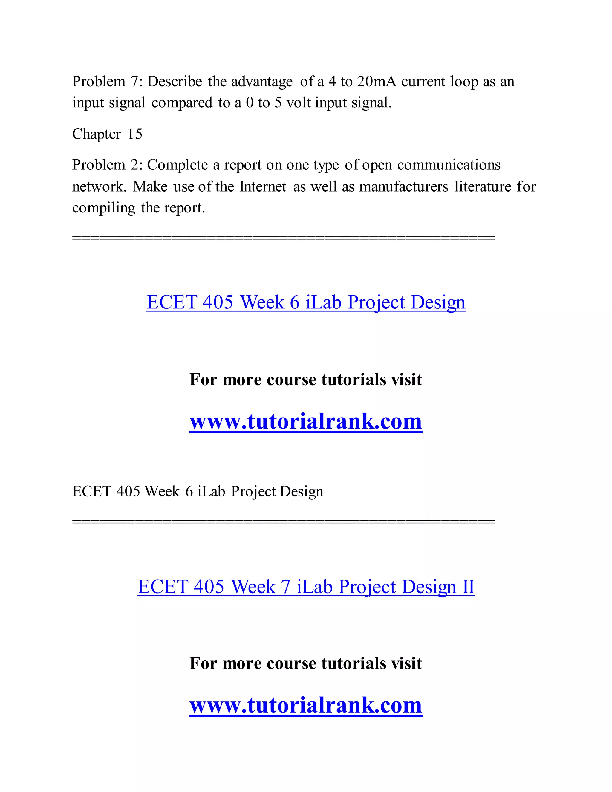 ECET 405 Inspiring Innovation/tutorialrank.com