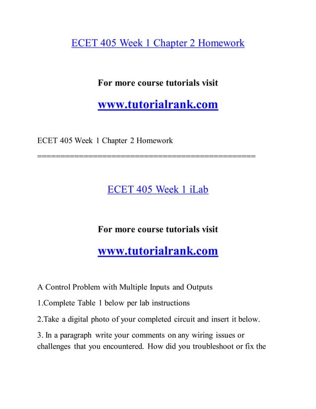 ECET 405 Inspiring Innovation/tutorialrank.com