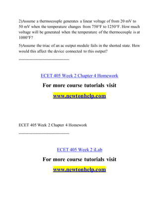 ECET 405 Success Begins/Newtonhelp.com