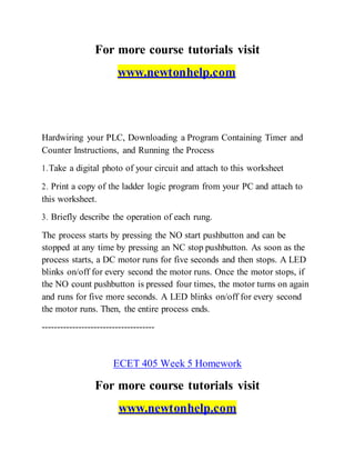 ECET 405 Success Begins/Newtonhelp.com