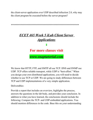 Ecet 465 Enthusiastic Study / snaptutorial.com