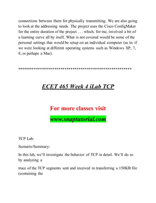 Ecet 465 Success Begins / snaptutorial.com