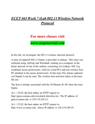 Ecet 465 Success Begins / snaptutorial.com