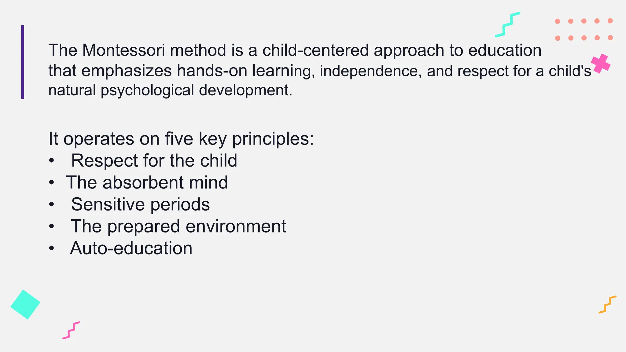 Principles of Montessori education, child centered learning..pptx