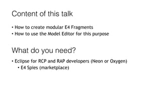 How to use the Eclipse E4 model editor for modular RCP applications | PDF