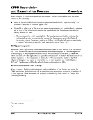 CFPB Supervision and Examination Manual | PDF