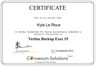 Veritas Backup Exec Certificate | PDF | Business | Business and Finance