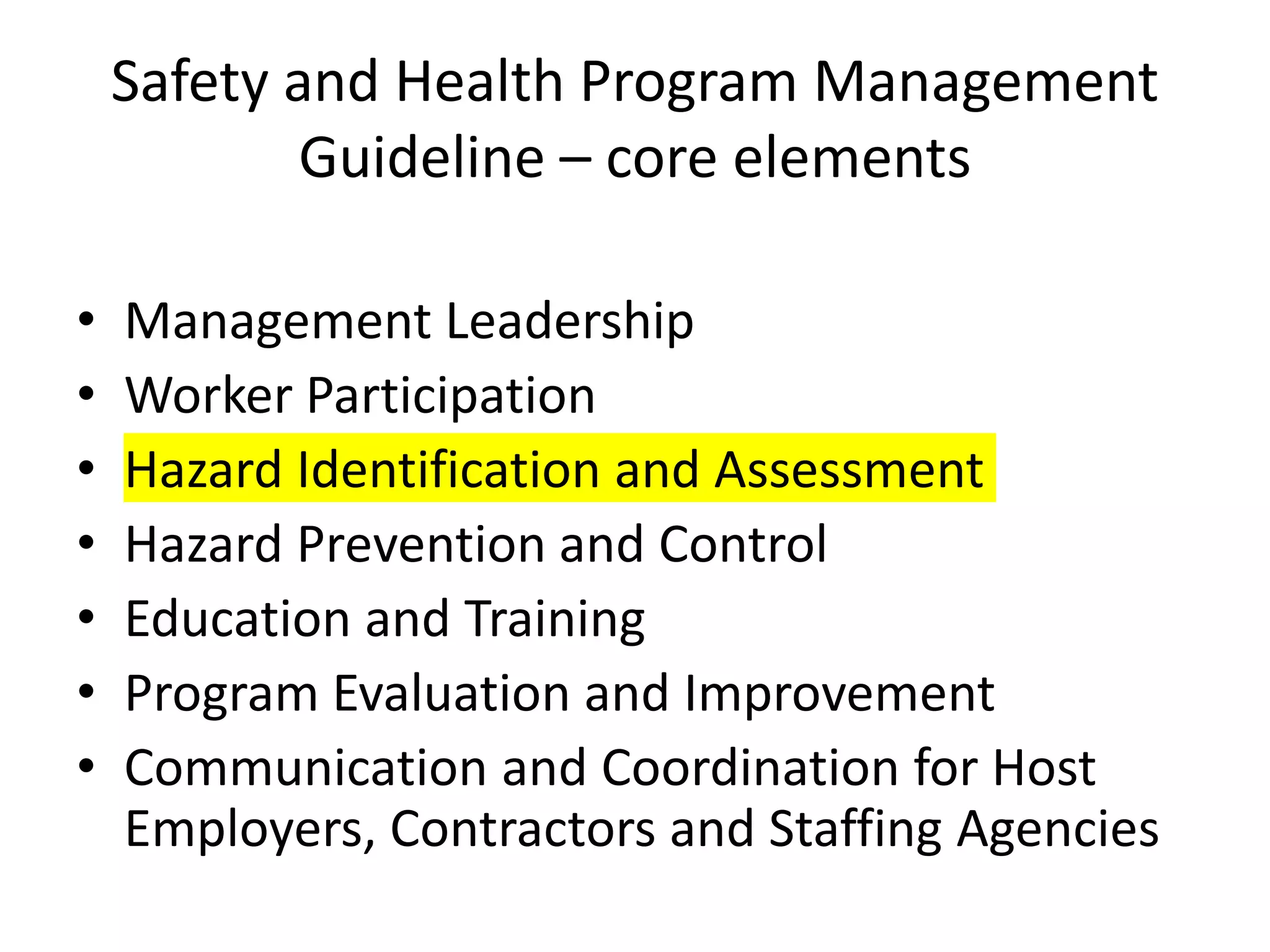 New Process and Equipment Hazard Assessment - examples of framework | PPTX