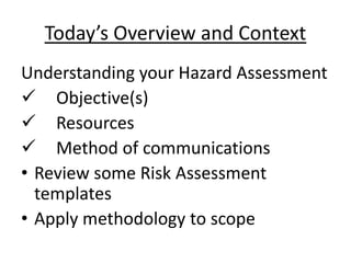 New Process and Equipment Hazard Assessment - examples of framework | PPTX