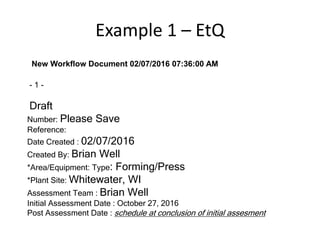 New Process and Equipment Hazard Assessment - examples of framework | PPTX