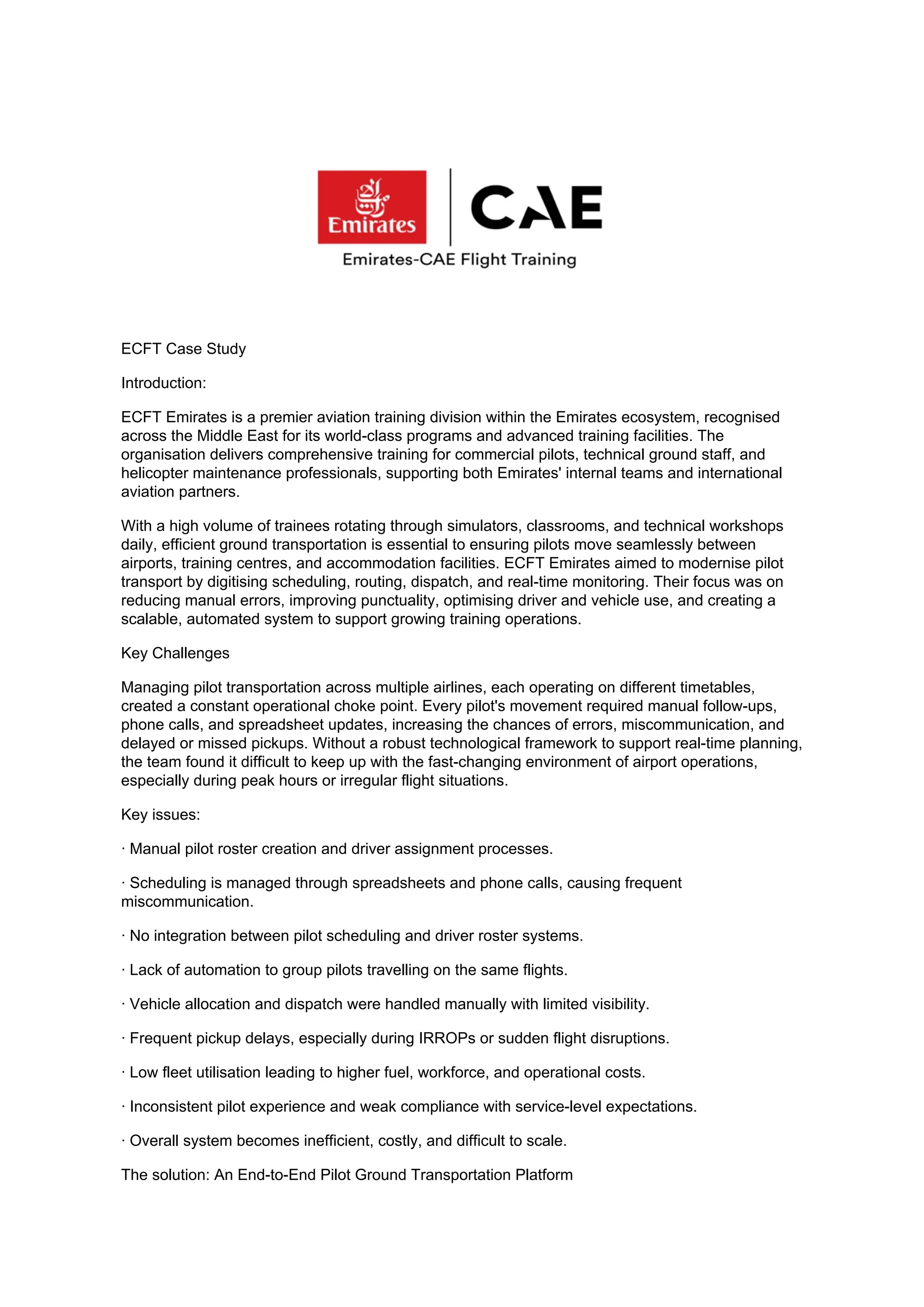 ECFT Case Study: Digital Pilot Transportation System | PDF