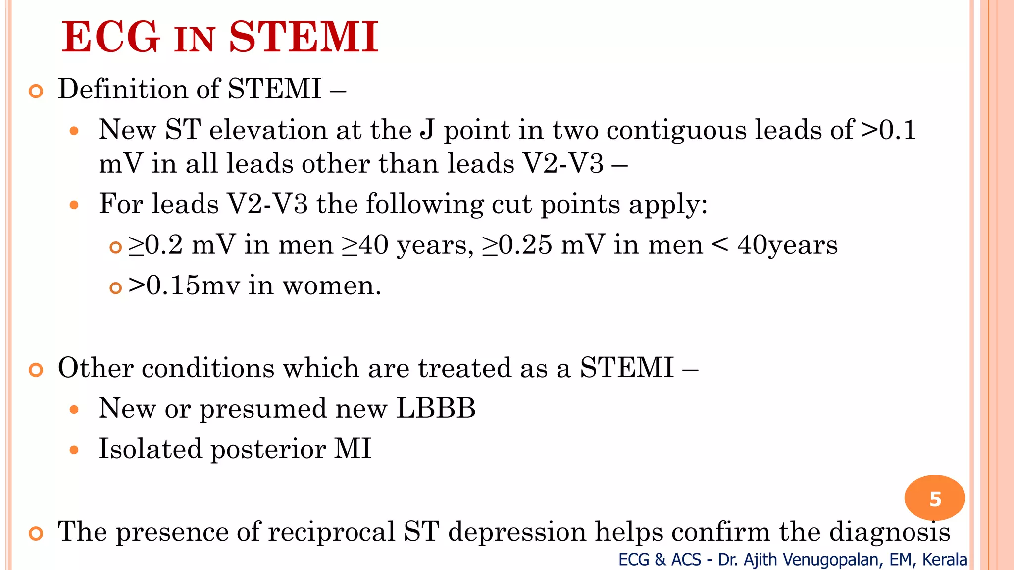 ECG & ACS - Dr. Ajith Venugopalan, EM, MOSC Medical College Hospital ...