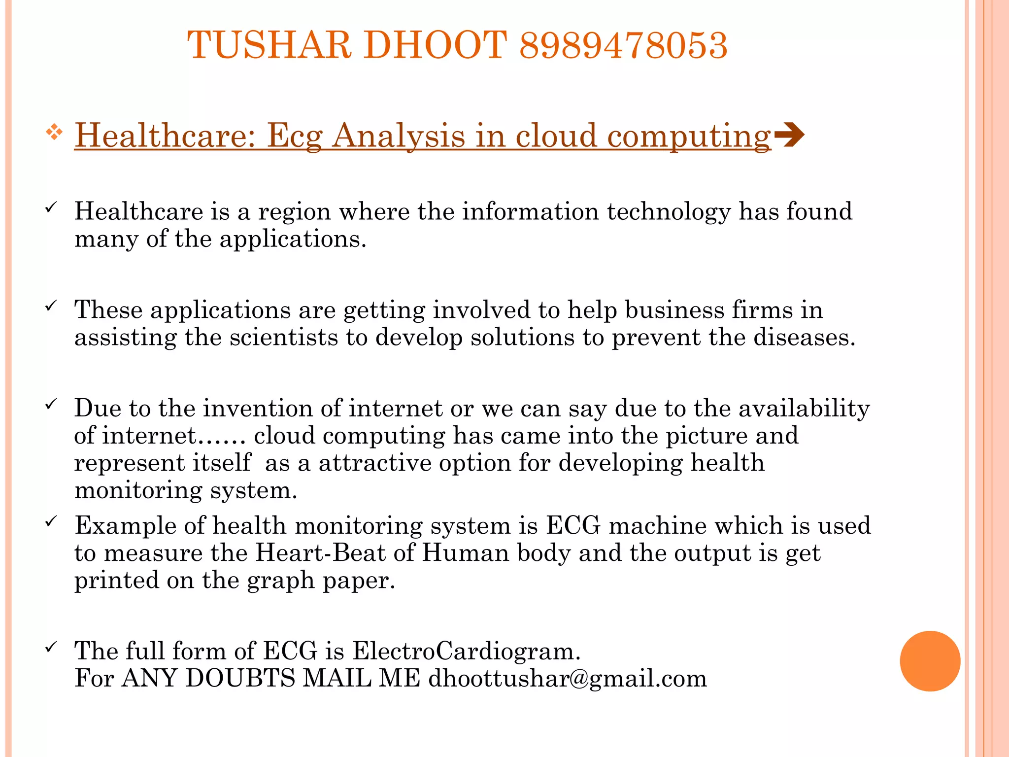 ECG ANALYSIS IN CLOUD COMPUTING | PPT
