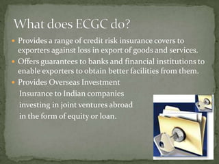 Ecgc & gsp | PPTX | Business Banking & Finance | Business