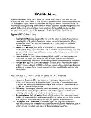 ECG Machines | Medical Equipment Machines | PDF