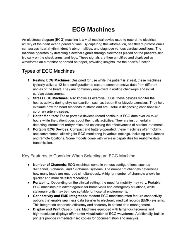 ECG Machines | Medical Equipment Machines | PDF