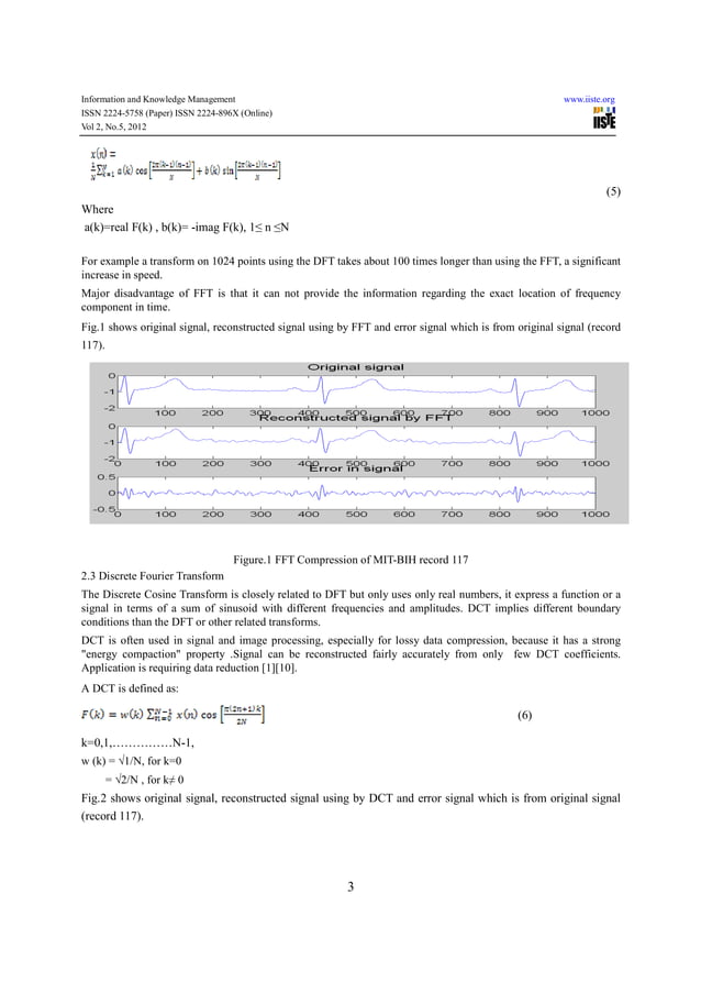 Ecg Signal Compression For Diverse Transforms Pdf