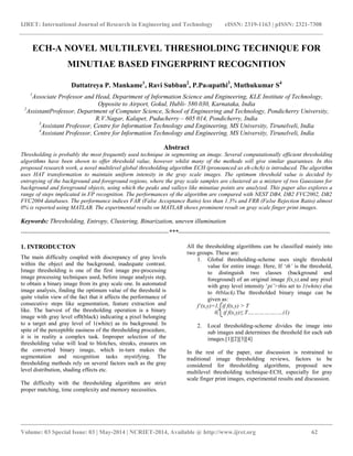 Ech a novel multilevel thresholding technique for minutiae based fingerprint recognition | PDF ...