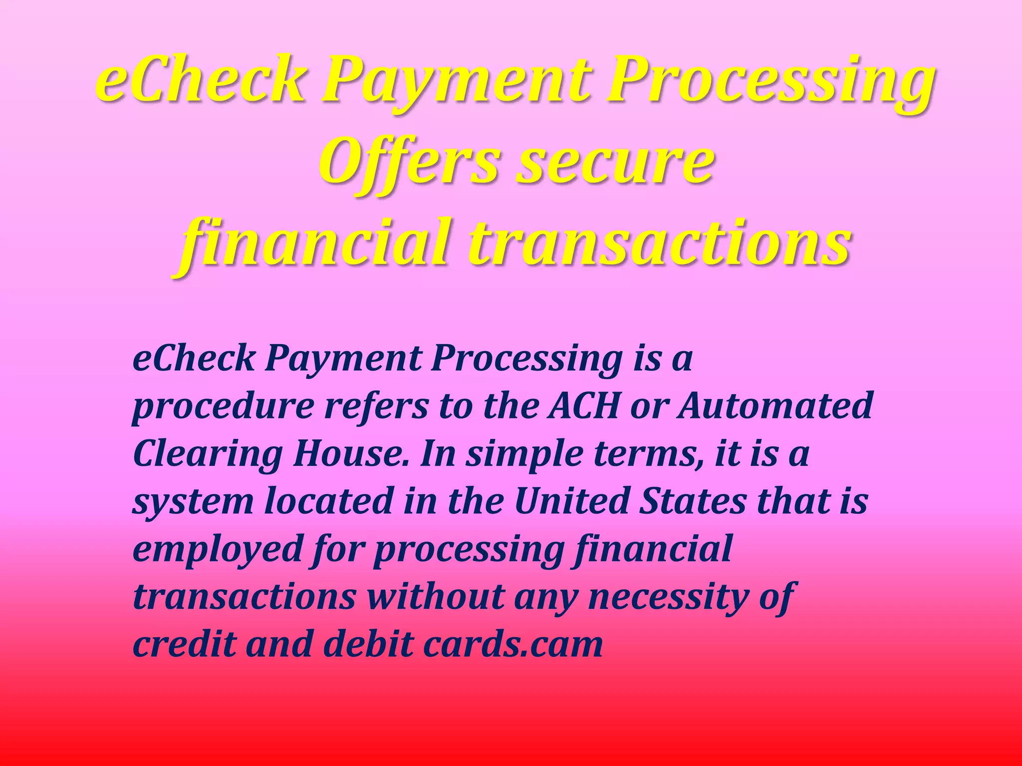 E check payment processing | PPT