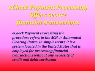 E check payment processing | PPT