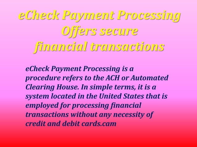E check payment processing | PPT