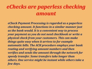 E check payment processing | PPT