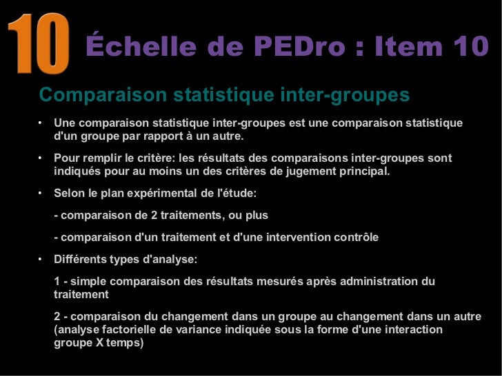 Echelle de PEDro: validité interne d'un essai clinique