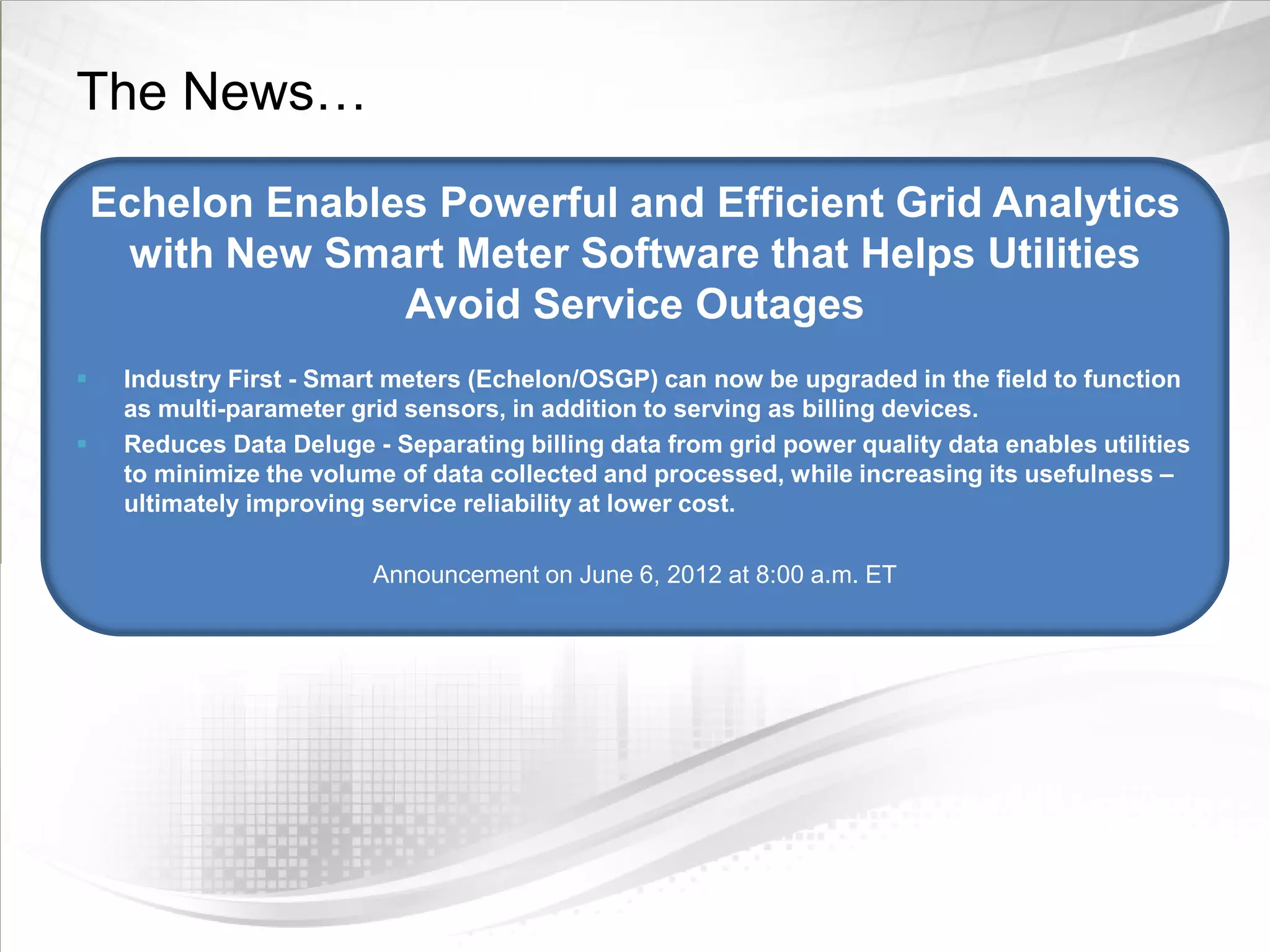 Echelon Smart Metering - Grid Analytics | PDF