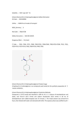 Echemi chemical d( )-4-hydroxyphenylglycine description | PDF