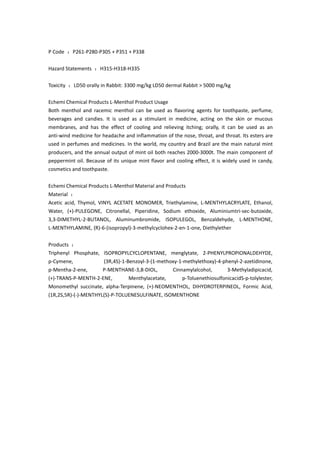 Echemi chemical products l menthol description | PDF