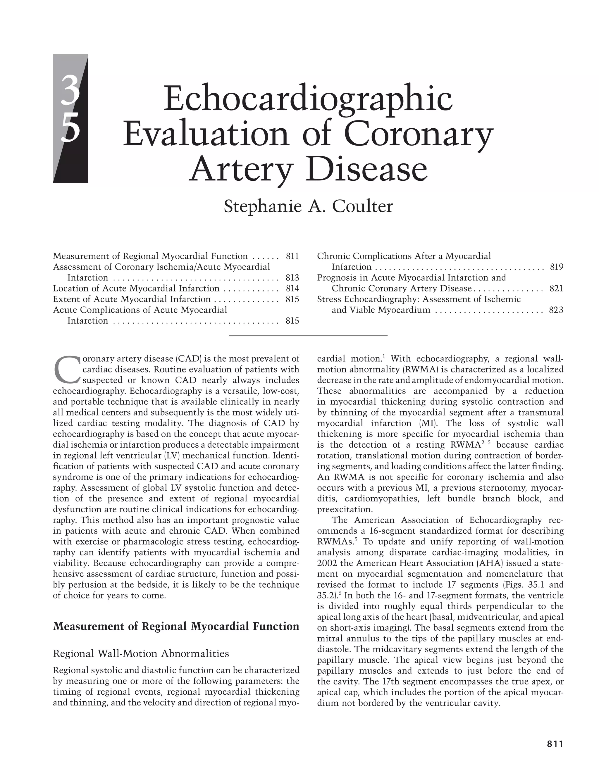 Echo assessment of coronary artery disease | PDF