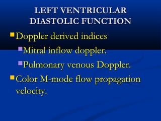 Echocardiographic evaluation of lv function | PPT