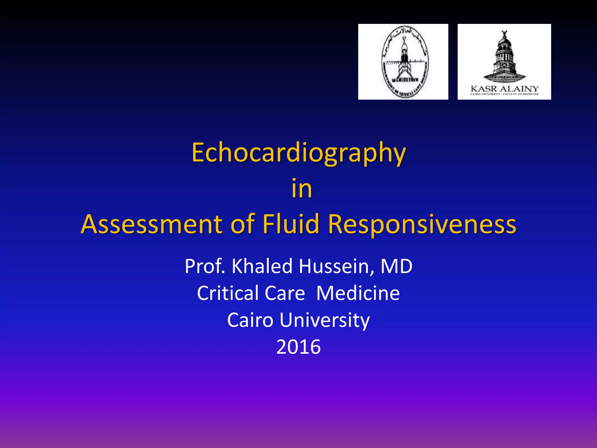 Echocardiography to assess Fluid Responsiveness in icu | PDF