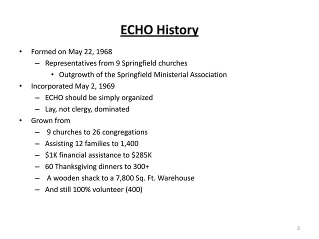 Volunteer and Donations Annex - ECHO: Bob Diegelman | PPT