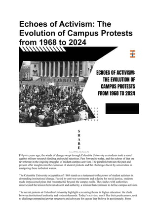 Echoes of Activism: The Evolution of Campus Protests from 1968 to 2024 ...