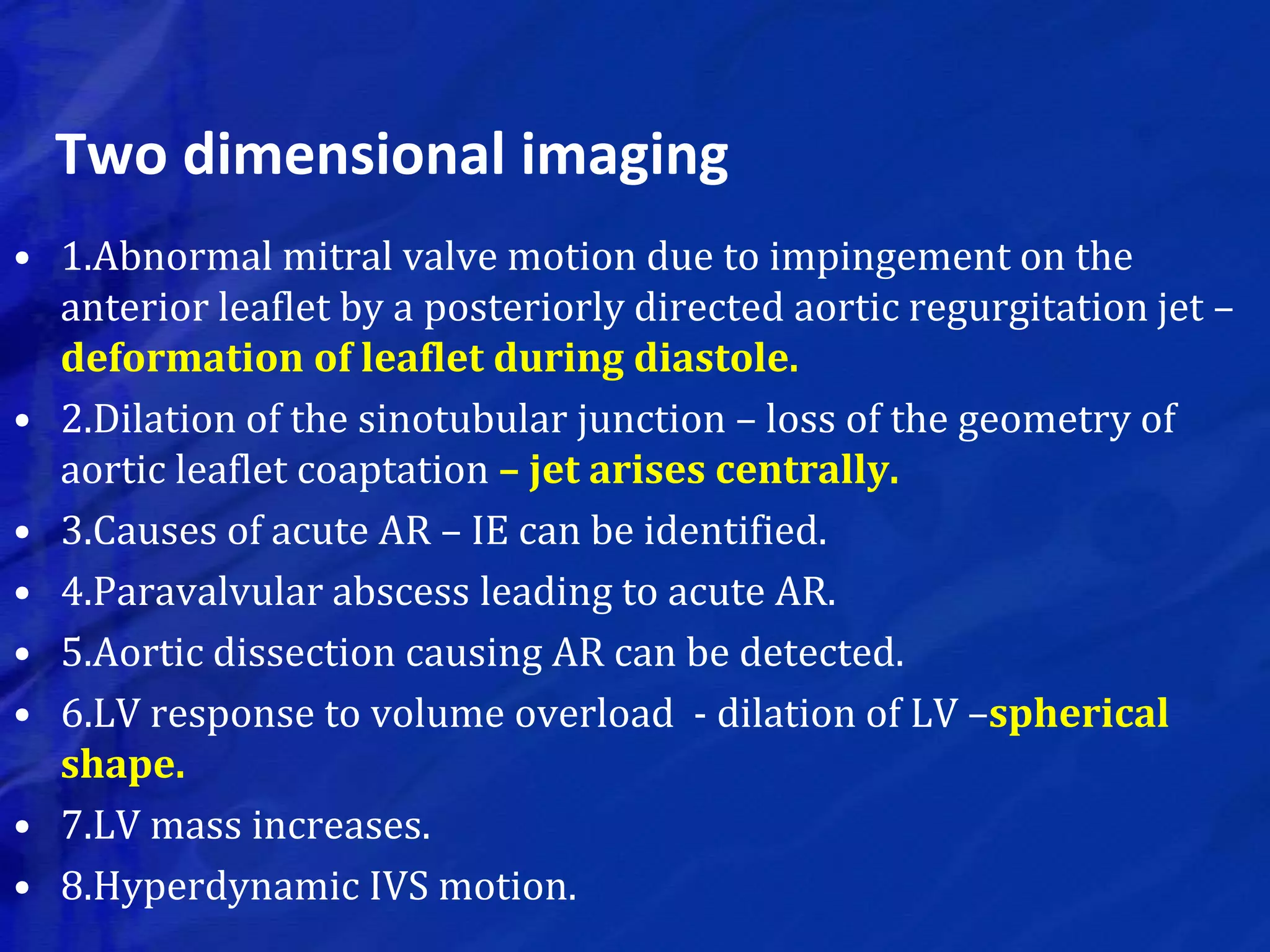 ECHOCARDIOGRAM IN AORTIC REGURGITATION (AR) | PPTX