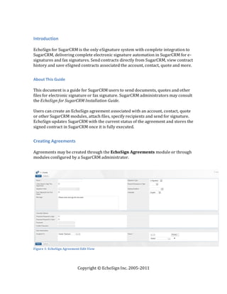 EchoSign E-Signature for SugarCRM User Guide | PDF