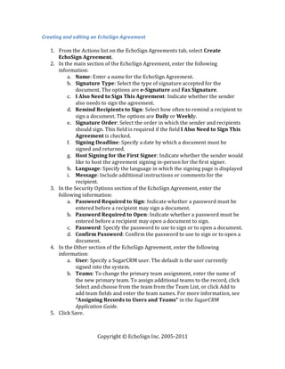 EchoSign E-Signature for SugarCRM User Guide | PDF