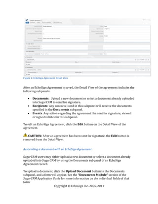 EchoSign E-Signature for SugarCRM User Guide | PDF