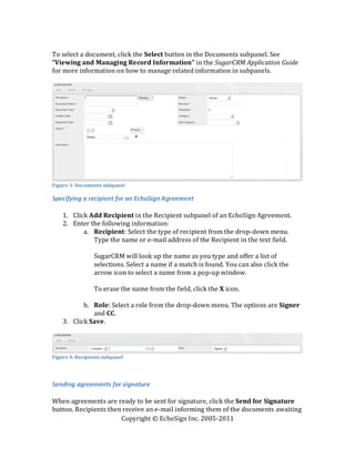 EchoSign E-Signature for SugarCRM User Guide | PDF