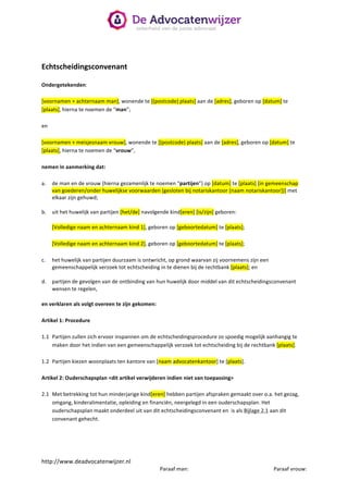Echtscheidingsconvenant - De Advocatenwijzer | PDF