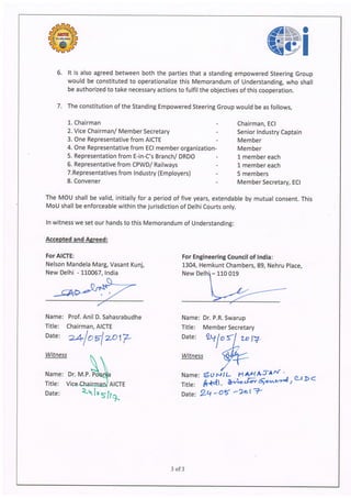 ECI - AICTE MOU for Student Internship | PDF